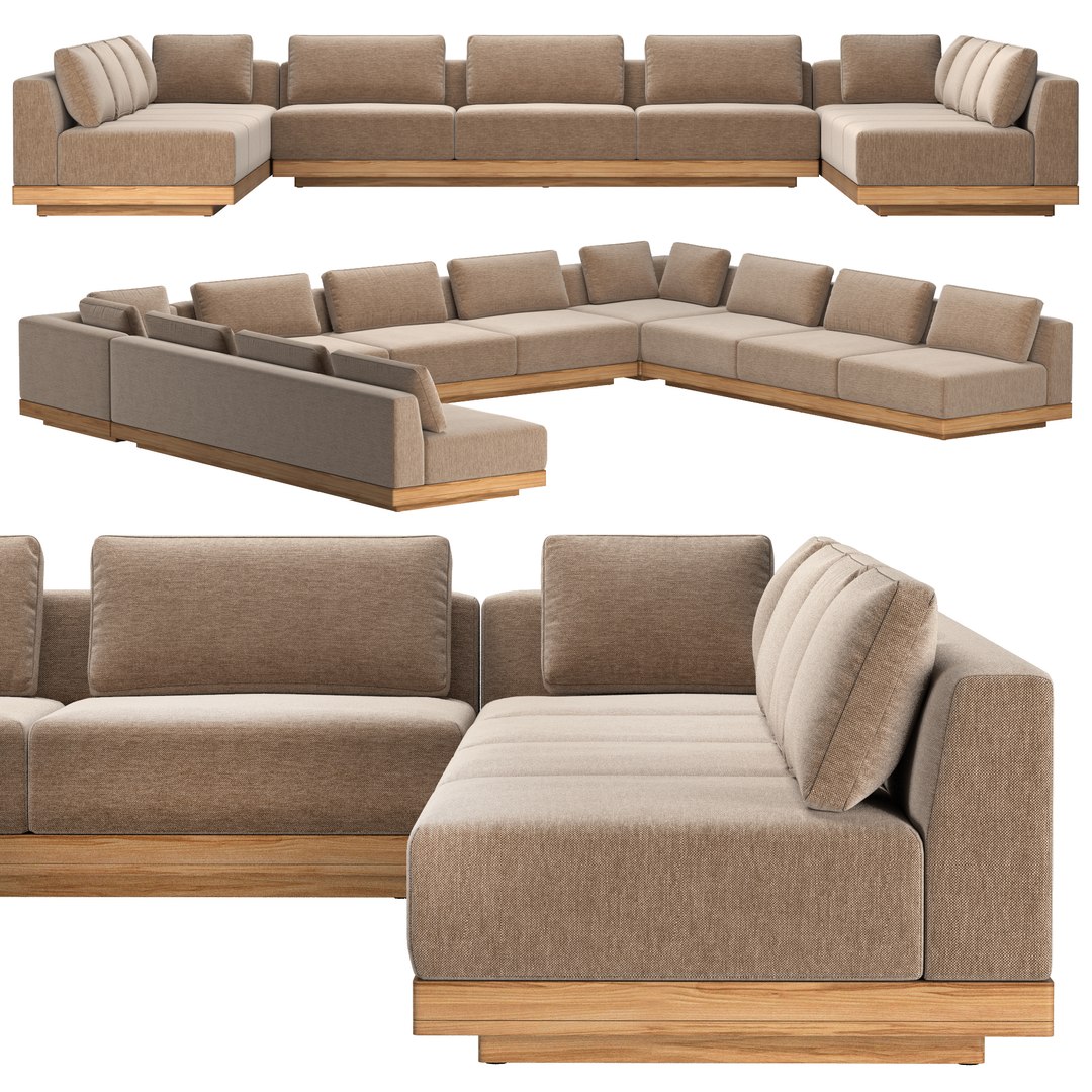 3D SANTOS TEAK MODULAR U-SOFA SECTIONAL model - TurboSquid 2059409