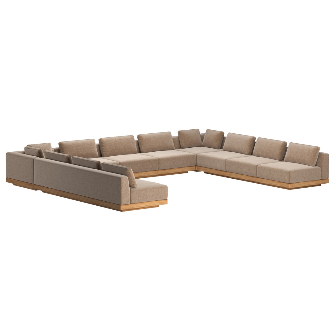 3D SANTOS TEAK MODULAR U-SOFA SECTIONAL model - TurboSquid 2059409