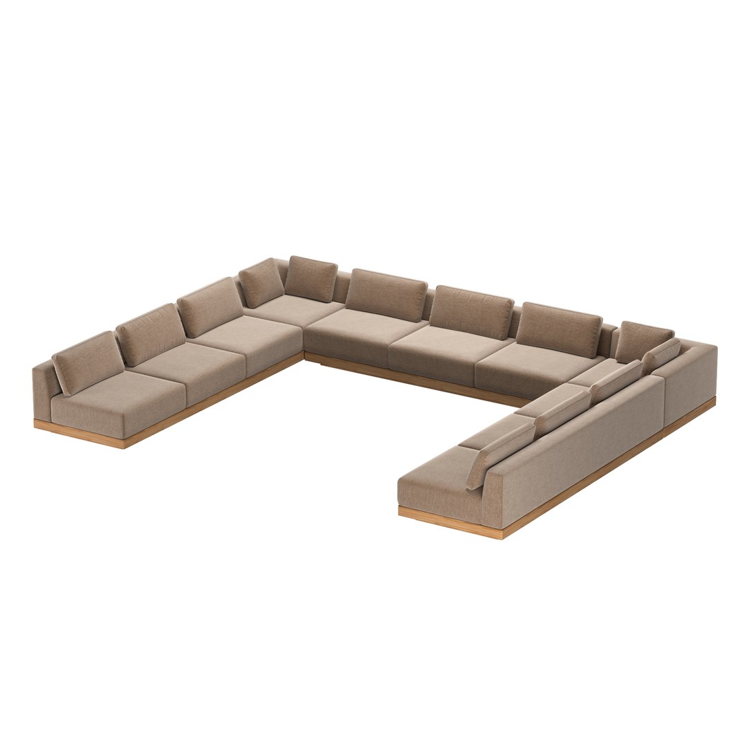 3D SANTOS TEAK MODULAR U-SOFA SECTIONAL model - TurboSquid 2059409