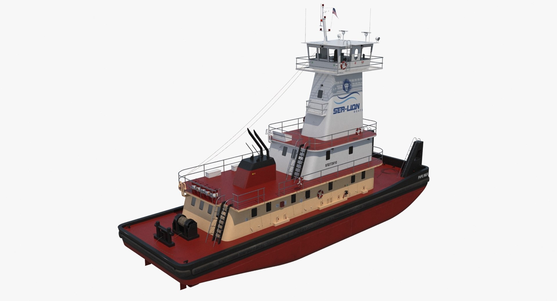 3d pushboat push boat model