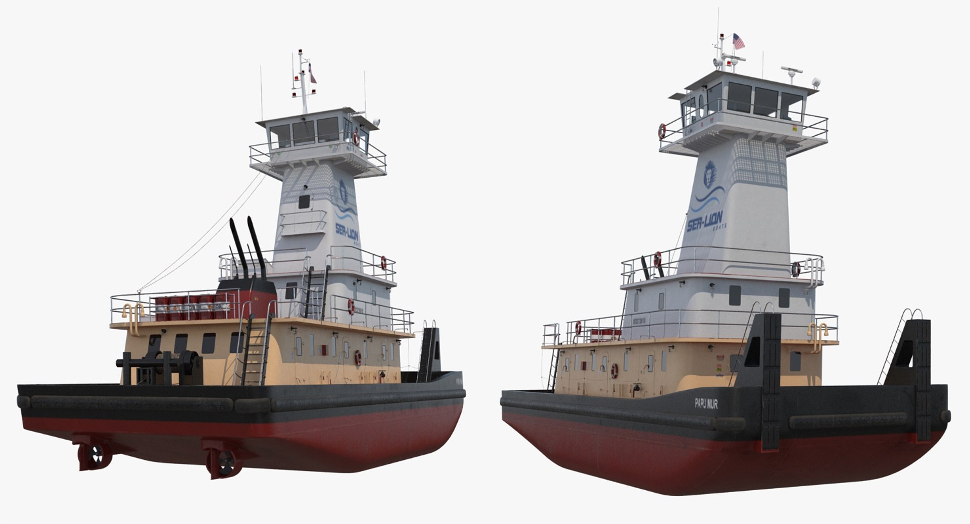 3d pushboat push boat model