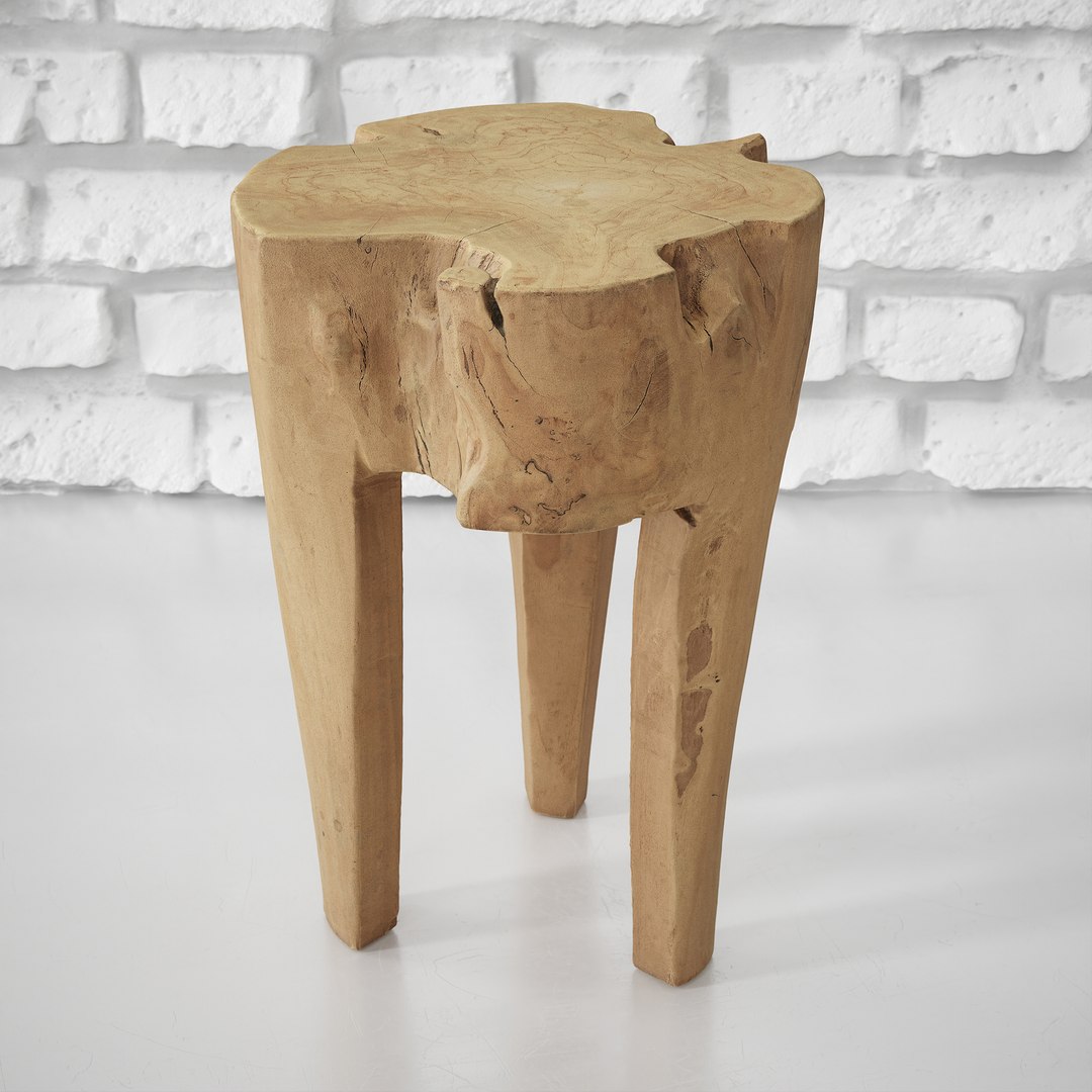 Teak Wood Stool 3D Model - TurboSquid 1703821