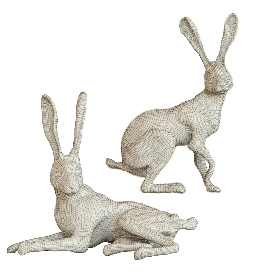3D Hares Figurine Set 001 Model - TurboSquid 2141477