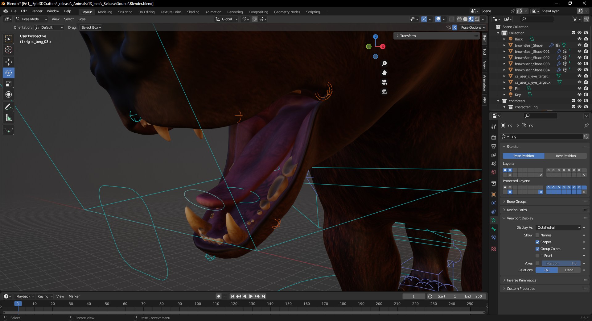 Majestic Grizzly Optimized Bear 3D Model Multi Colors Skin Low-poly 3D ...