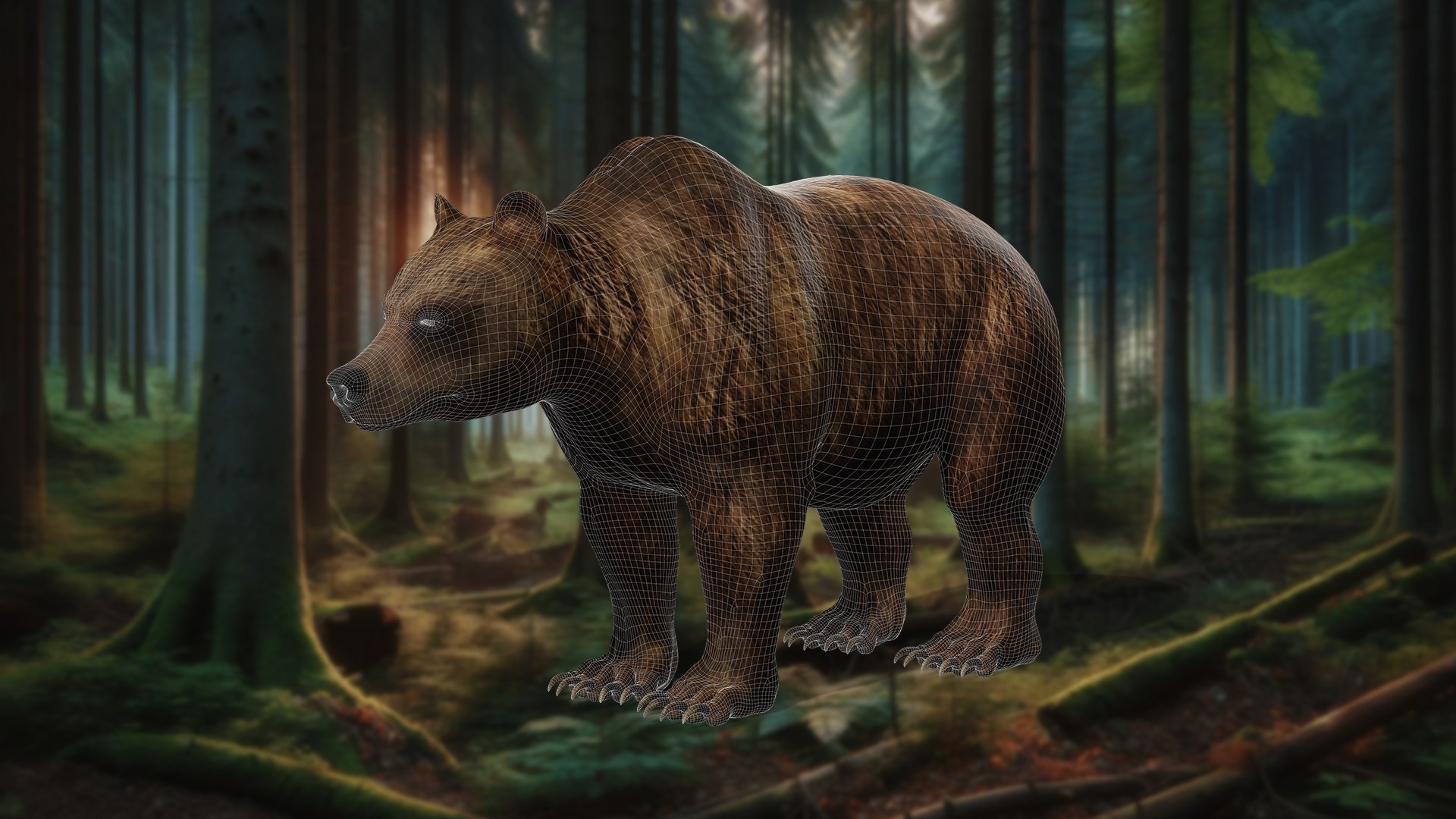 Majestic Grizzly Optimized Bear 3D Model Multi Colors Skin Low-poly 3D ...