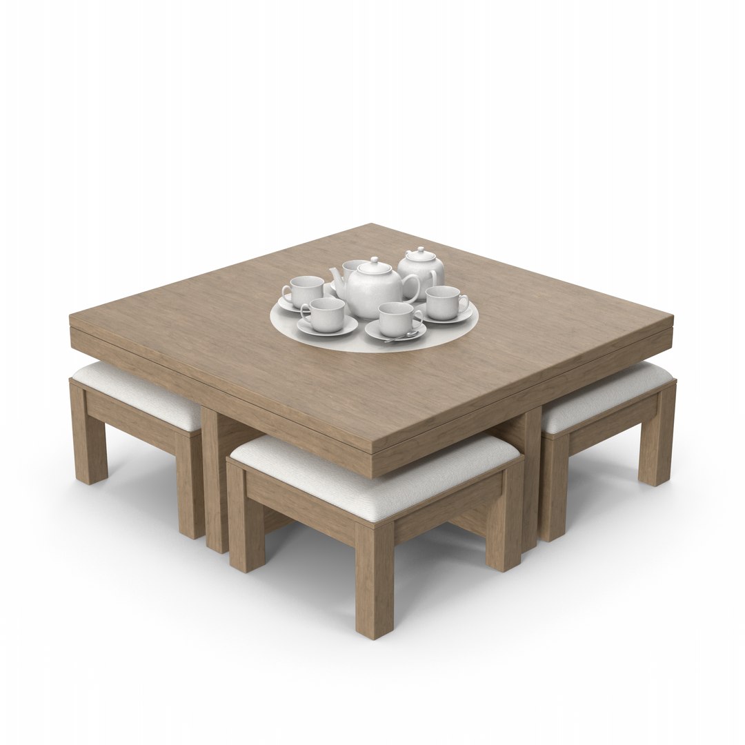 3D Model Wooden Dining Table Set - TurboSquid 2122968