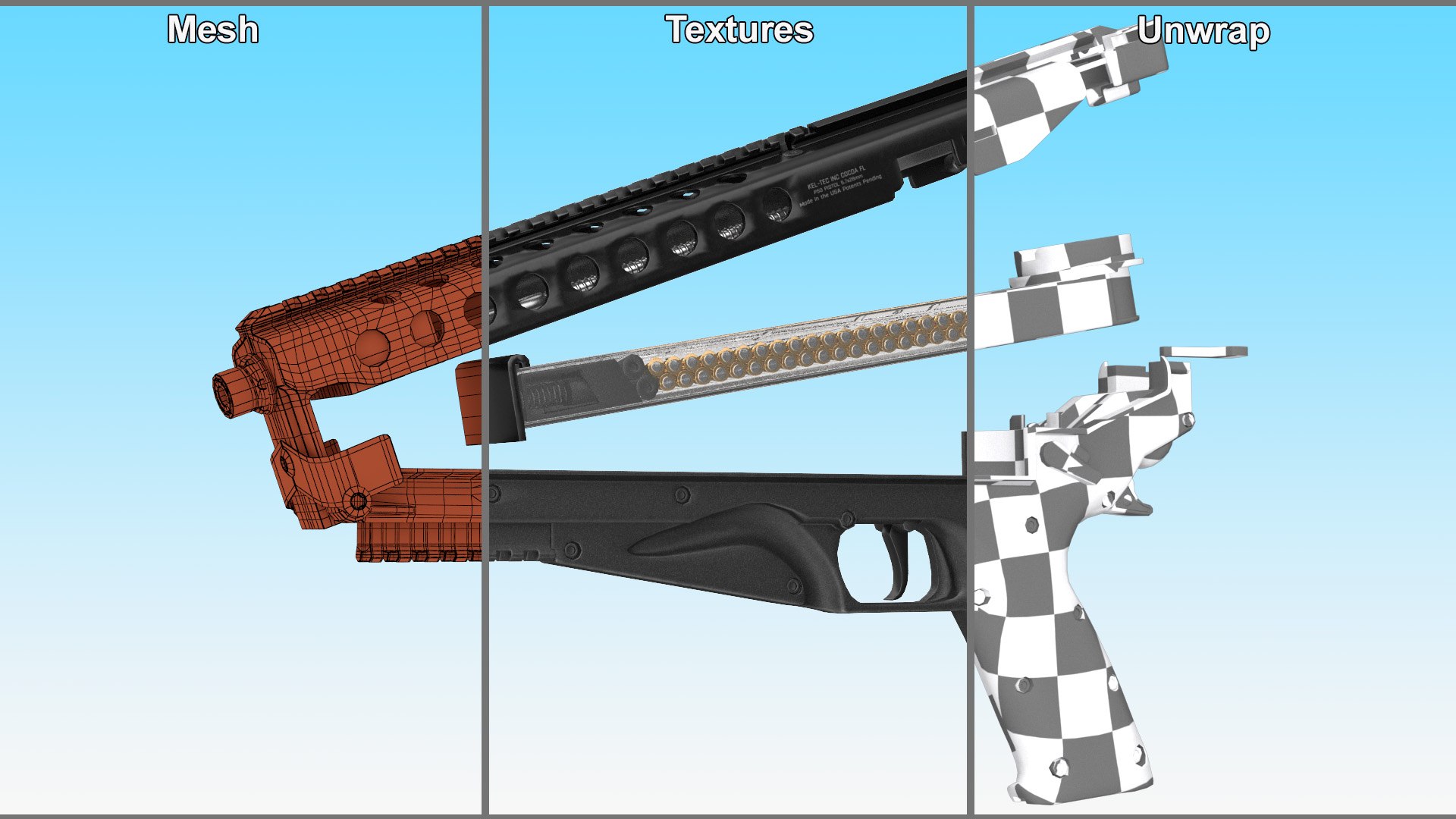 3D Disassembled Pistol Keltek P50 - TurboSquid 2215320