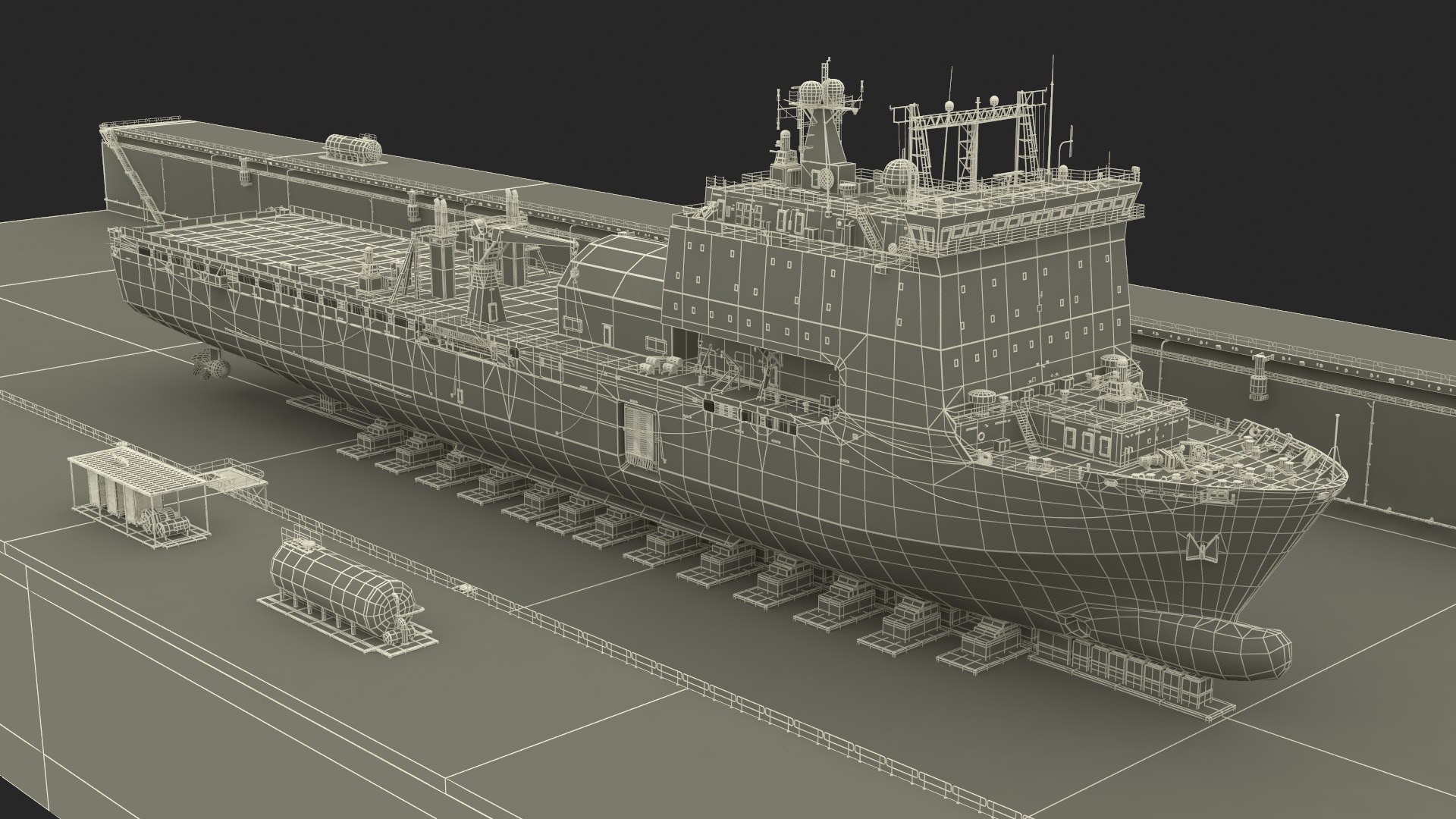 RFA Cardigan Bay Landing Ship In Dry Dock 3D Model - TurboSquid 2395918
