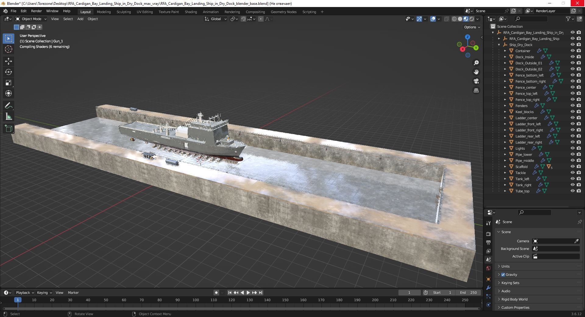 RFA Cardigan Bay Landing Ship In Dry Dock 3D Model - TurboSquid 2395918