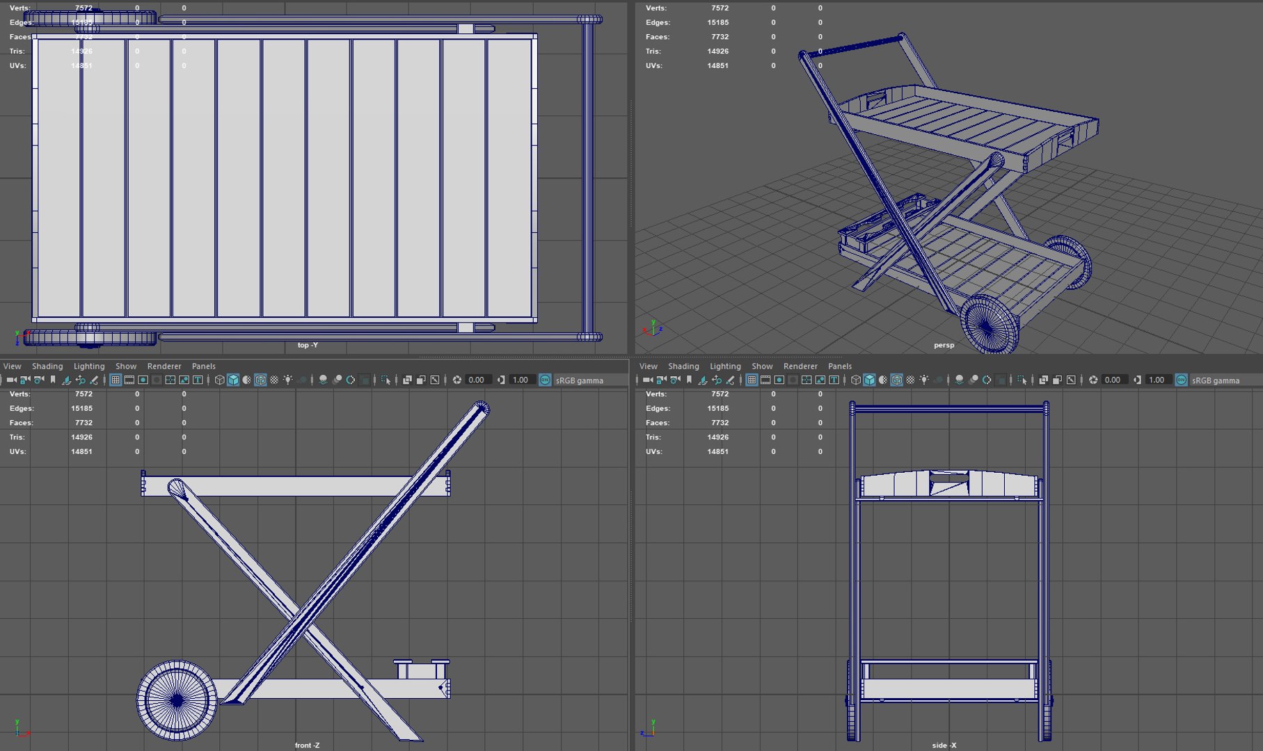 3D Wooden Kitchen Cart - TurboSquid 2030134