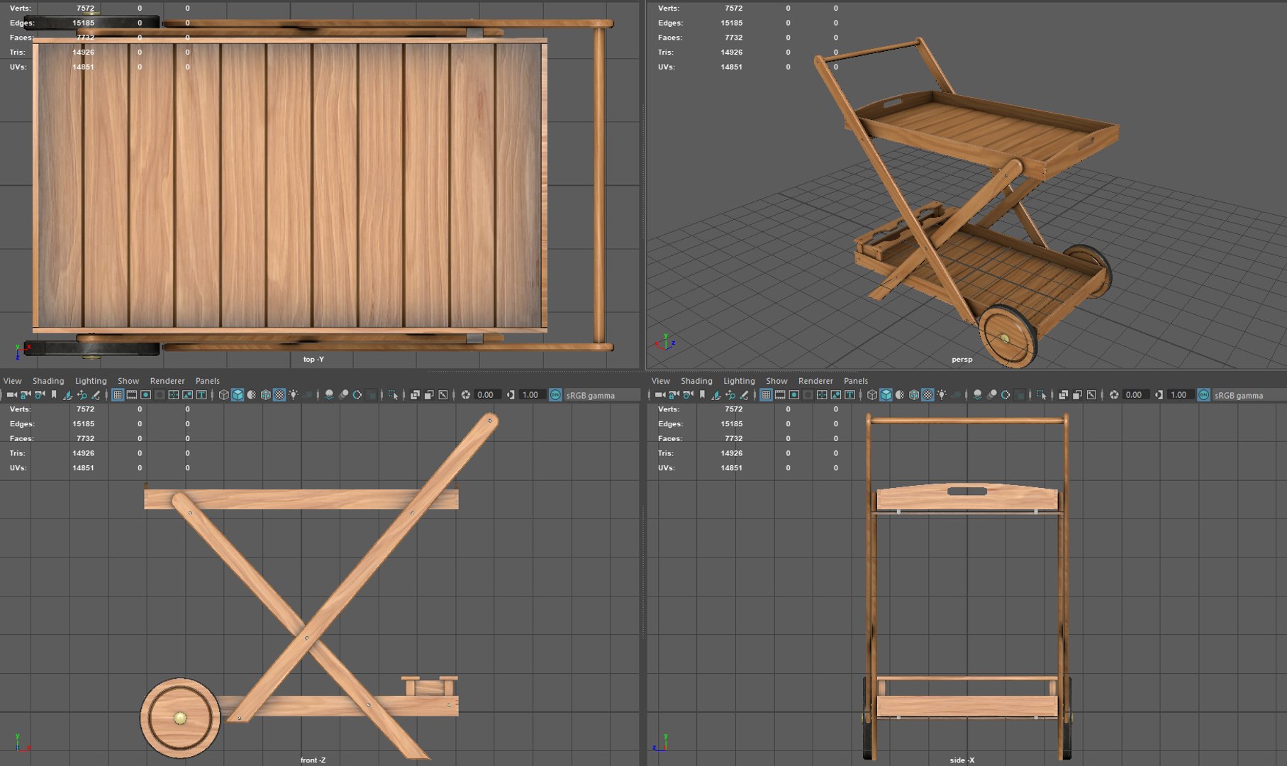 3D Wooden Kitchen Cart - TurboSquid 2030134