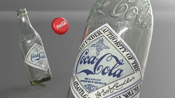 Modello 3D Etichetta di carta vintage Coca Cola, bottiglia vuota, anni ...