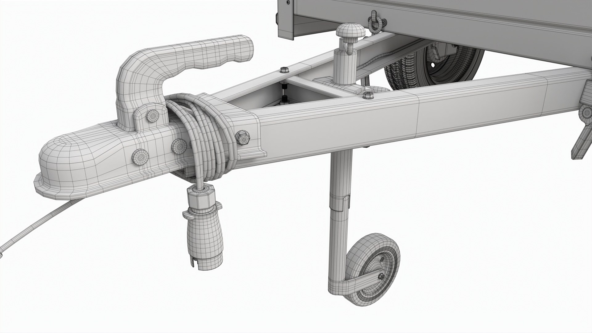 Car Trailer Single Axle With Jockey Wheel 3D Model - TurboSquid 2137584