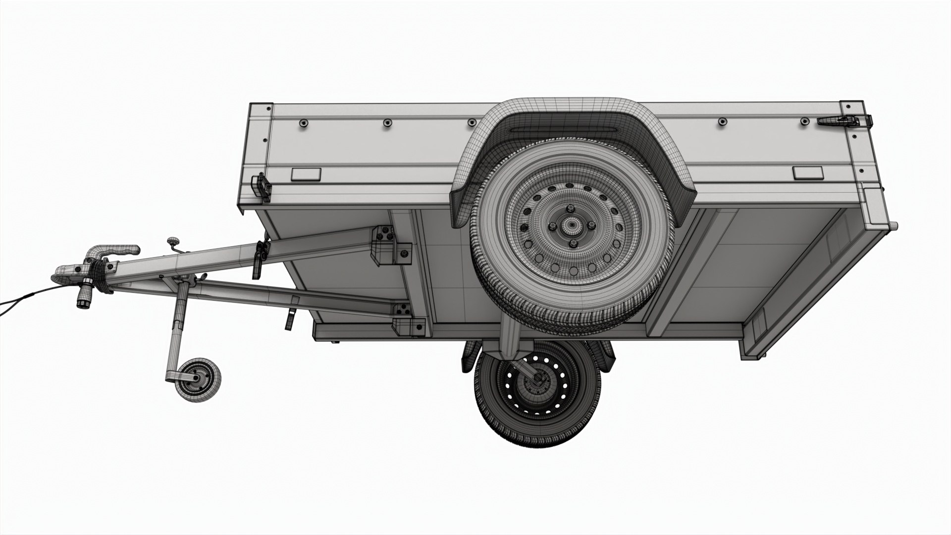 Car Trailer Single Axle With Jockey Wheel 3D Model - TurboSquid 2137584