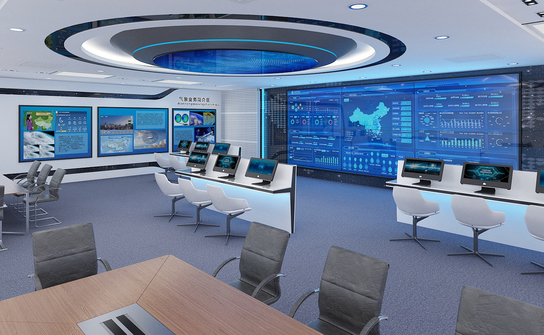 Sala de monitoramento Centro de comando Sala de controle central da ...