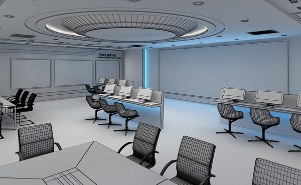 modelo 3d Sala de supervisión Centro de mando Sala de control Sala de ...