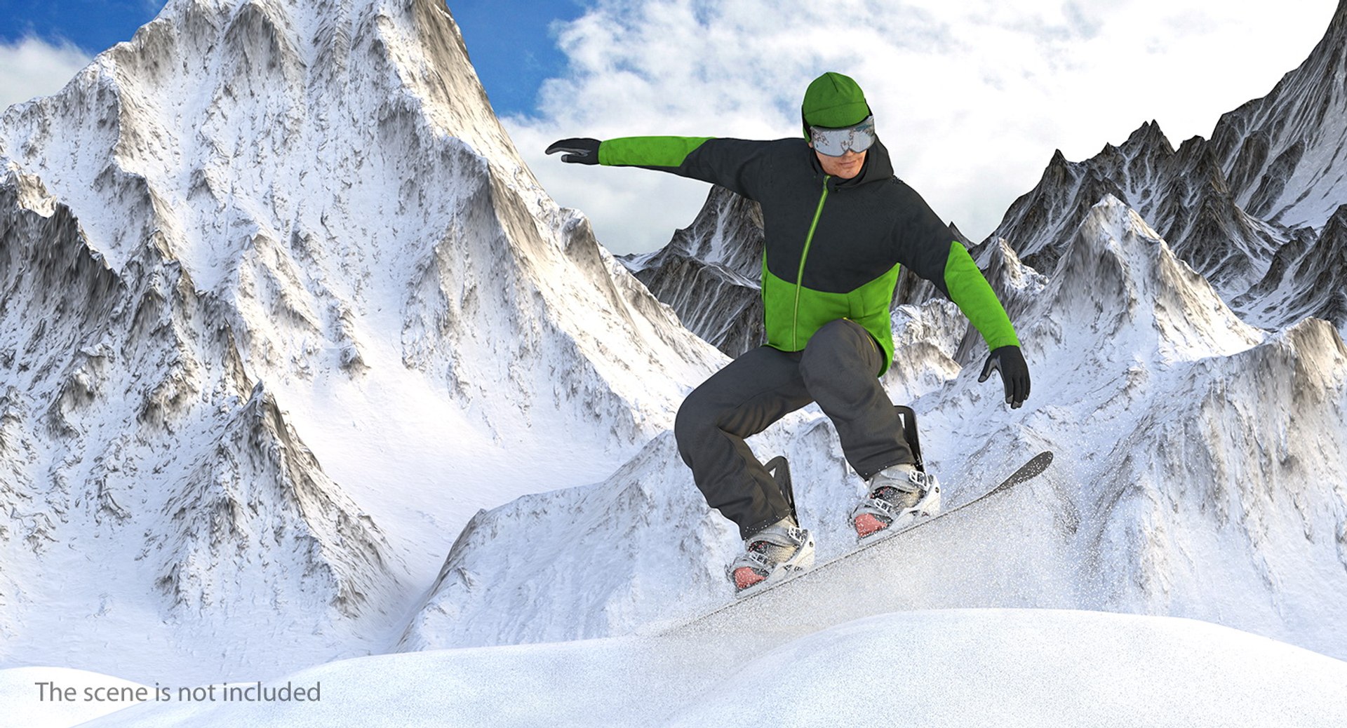 Snowboarder Jump Flight Stunt Model - TurboSquid 1369368