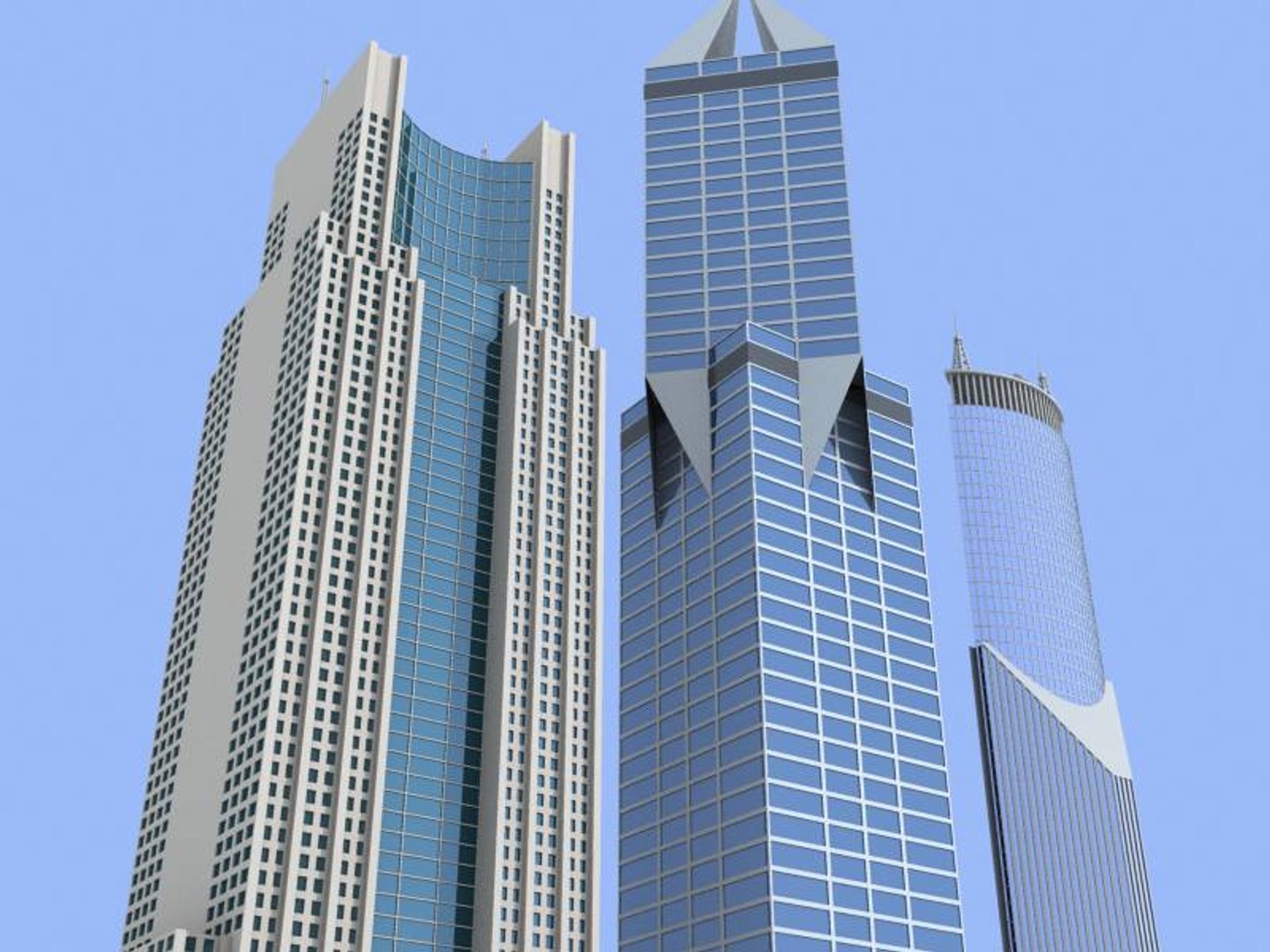 3d model 3 skyscrapers shanghai buildings