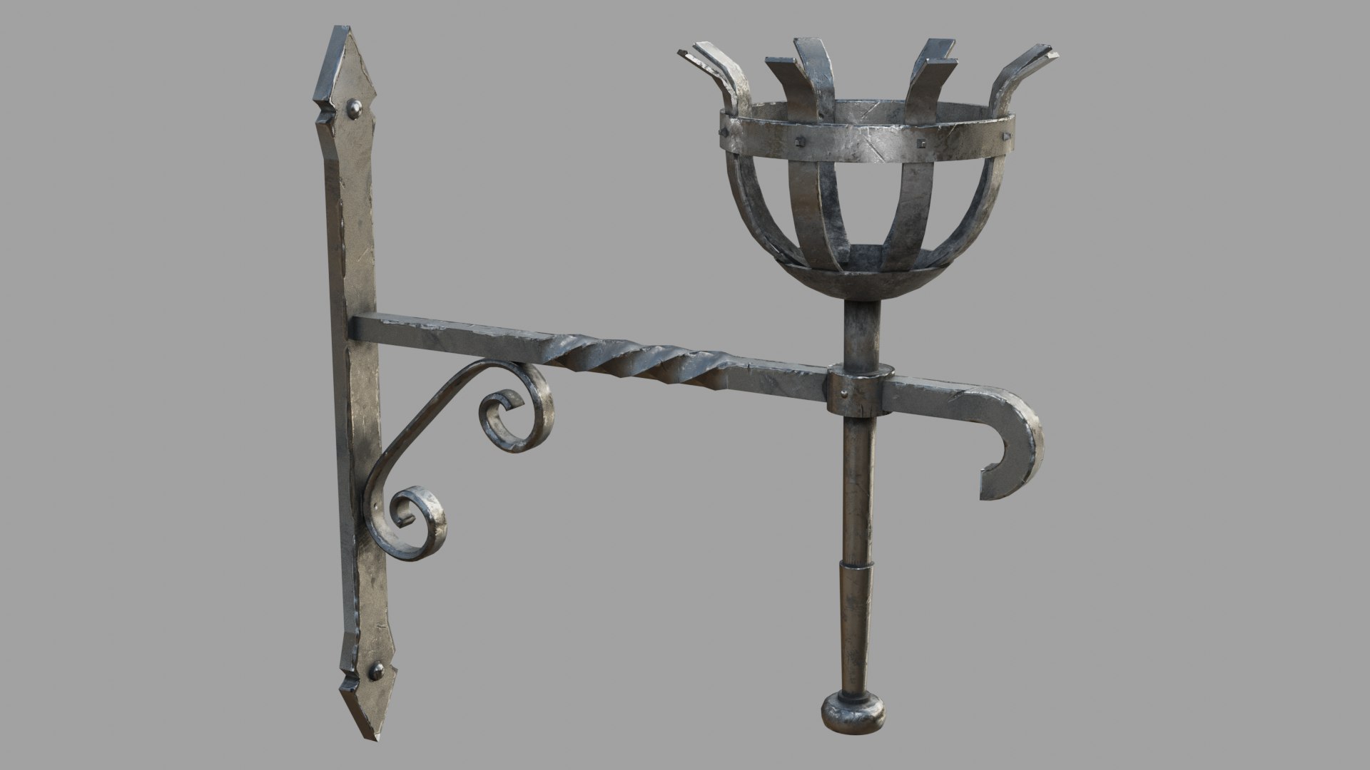 3D Model Medieval Gothic Wall Torch Light - TurboSquid 1483646