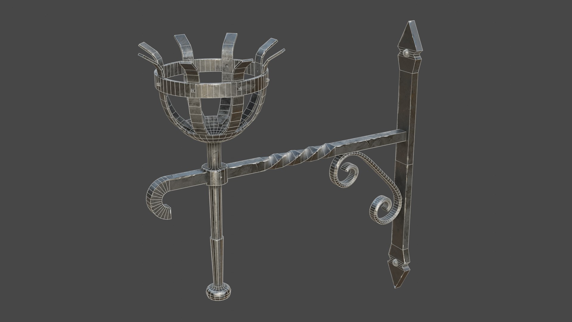 3D Model Medieval Gothic Wall Torch Light - TurboSquid 1483646