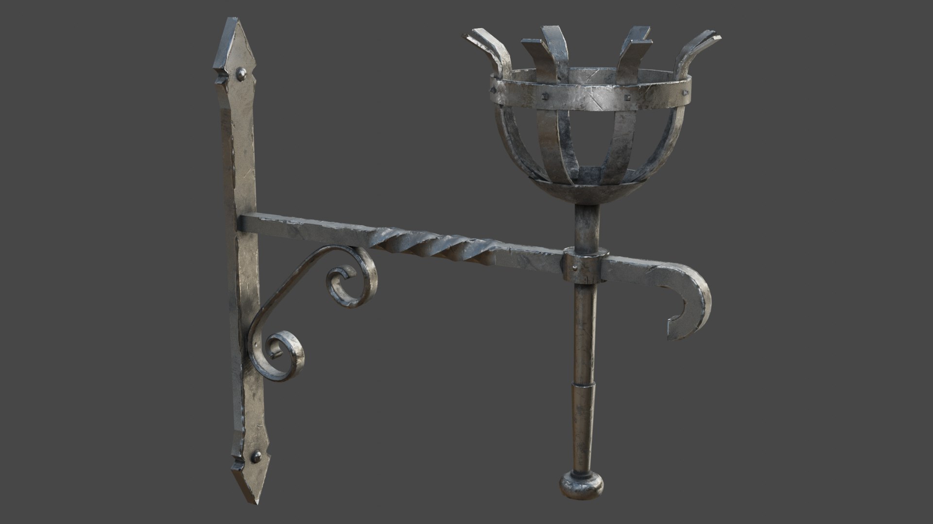 3D Model Medieval Gothic Wall Torch Light - TurboSquid 1483646