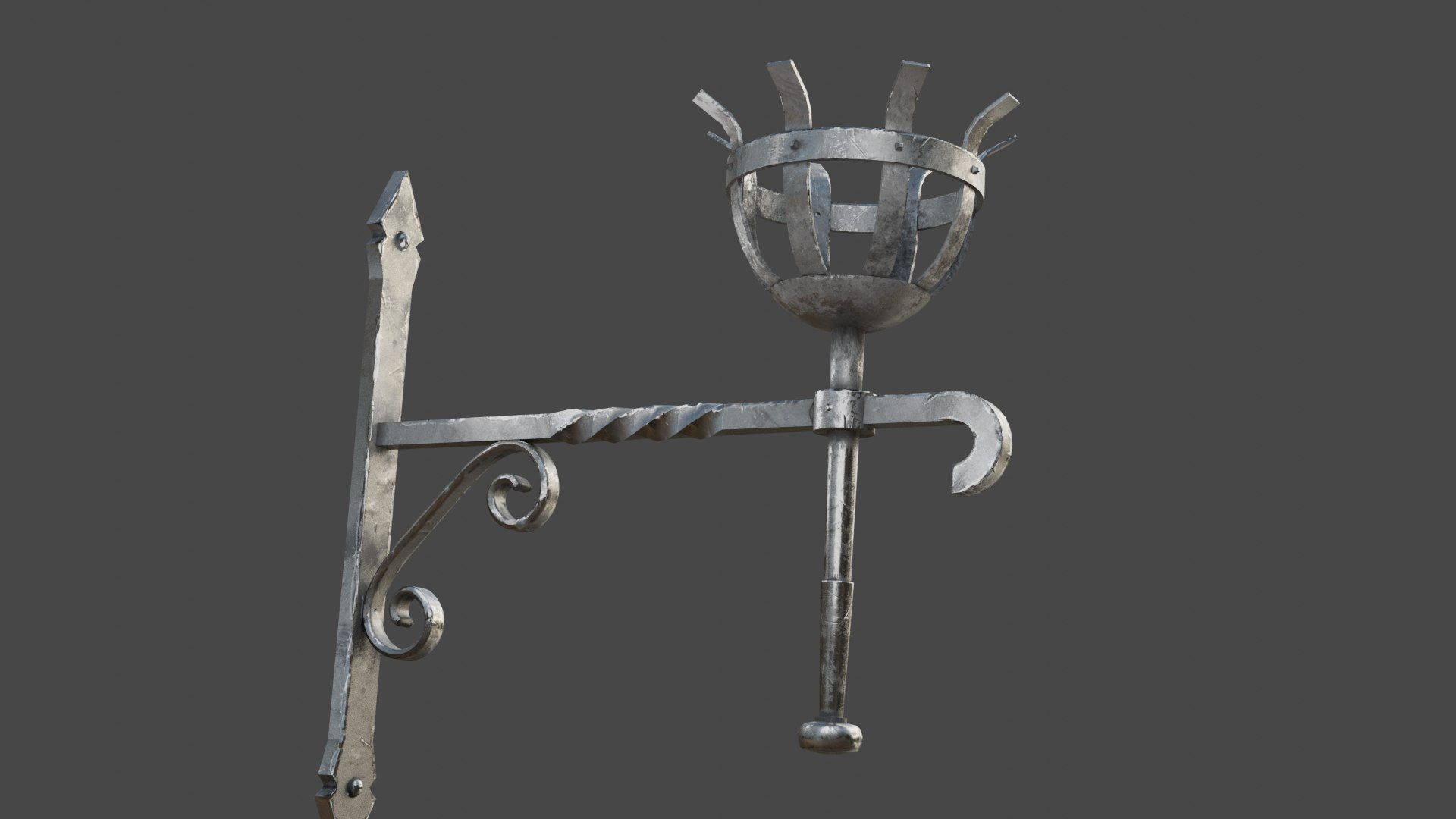 3D Model Medieval Gothic Wall Torch Light - TurboSquid 1483646