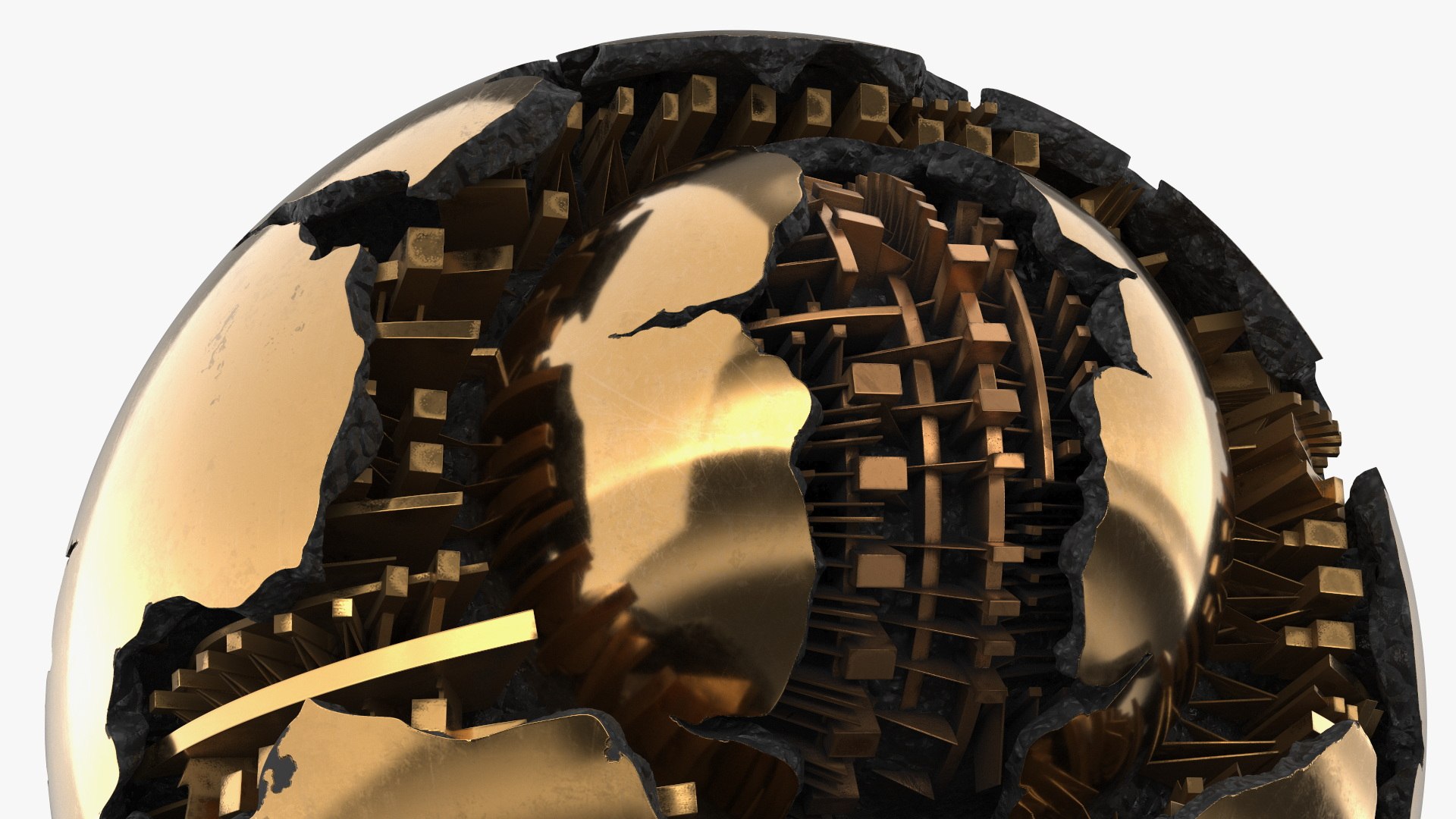 Golden Fractured Sphere In Hand 3D Model - TurboSquid 2371512
