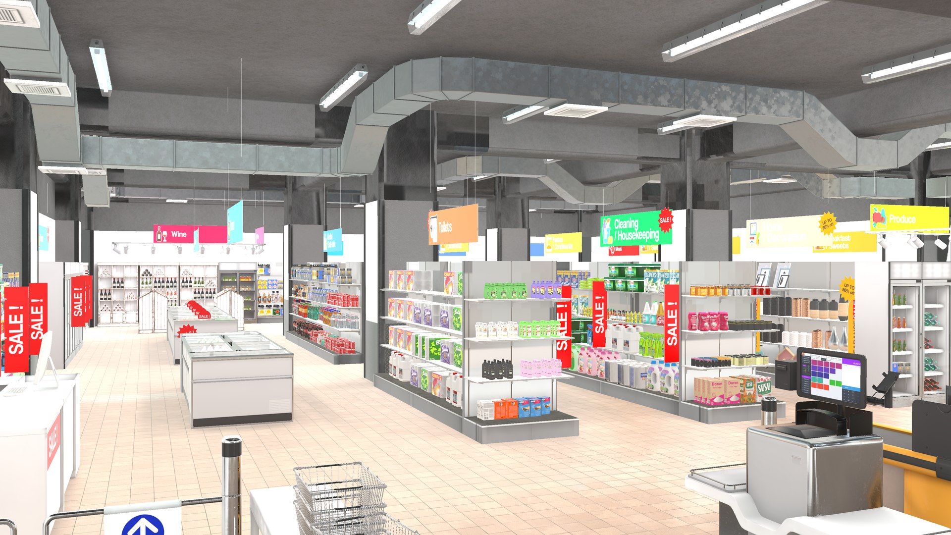 3D Model Modern Supermarket Texture - TurboSquid 2329475
