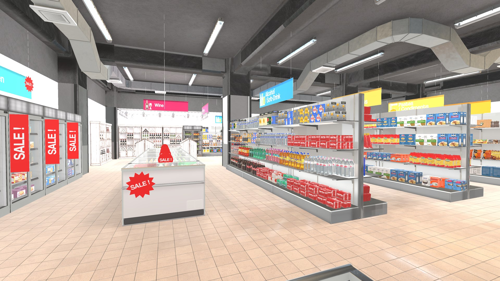 3D Model Modern Supermarket Texture - TurboSquid 2329475