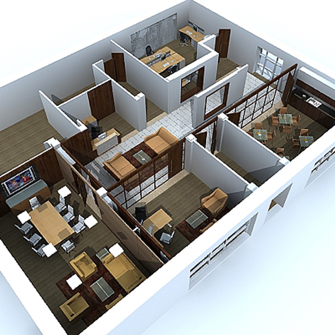 Office Interior Scene 3d Model