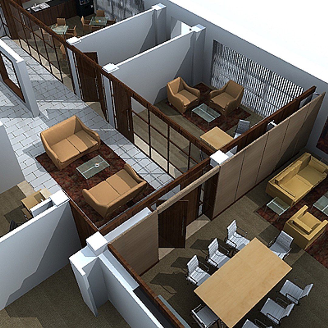 Office Interior Scene 3d Model
