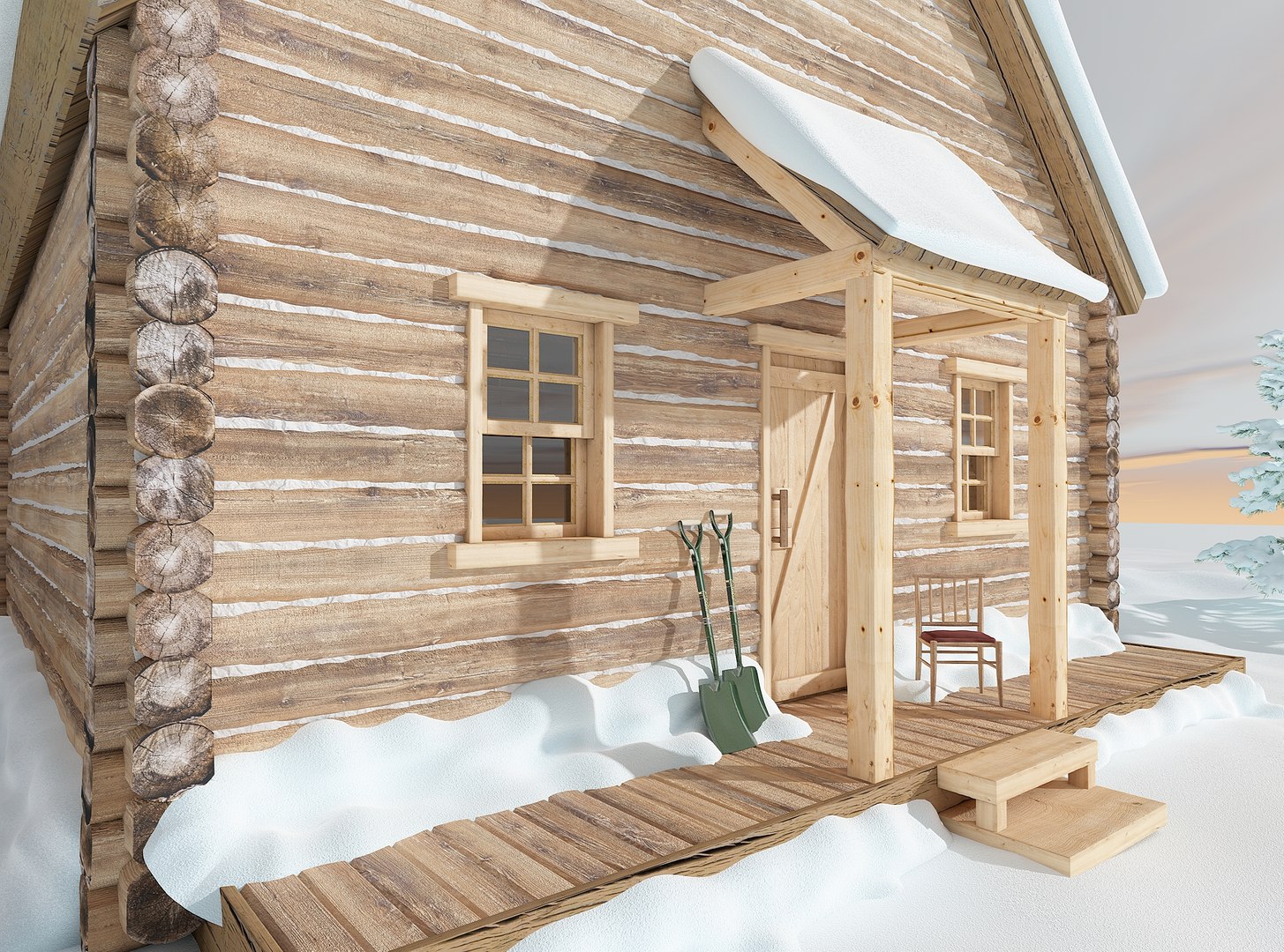 3D Model Wood Cabin Exterior - TurboSquid 1370416