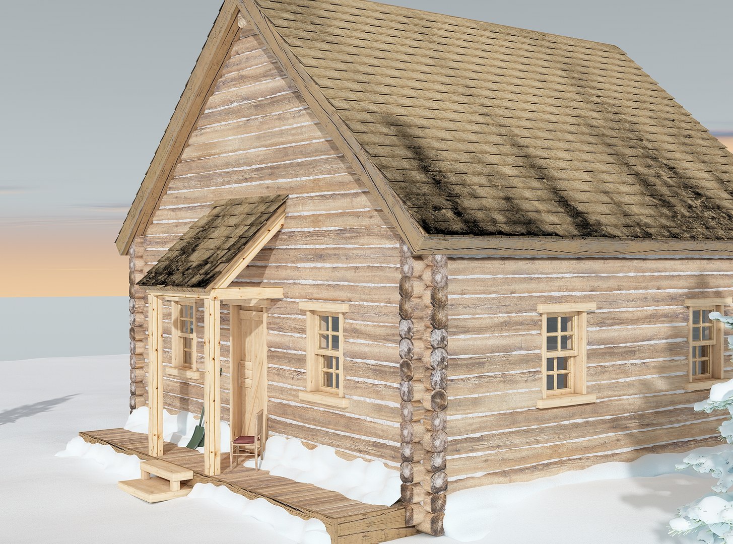 3D Model Wood Cabin Exterior - TurboSquid 1370416