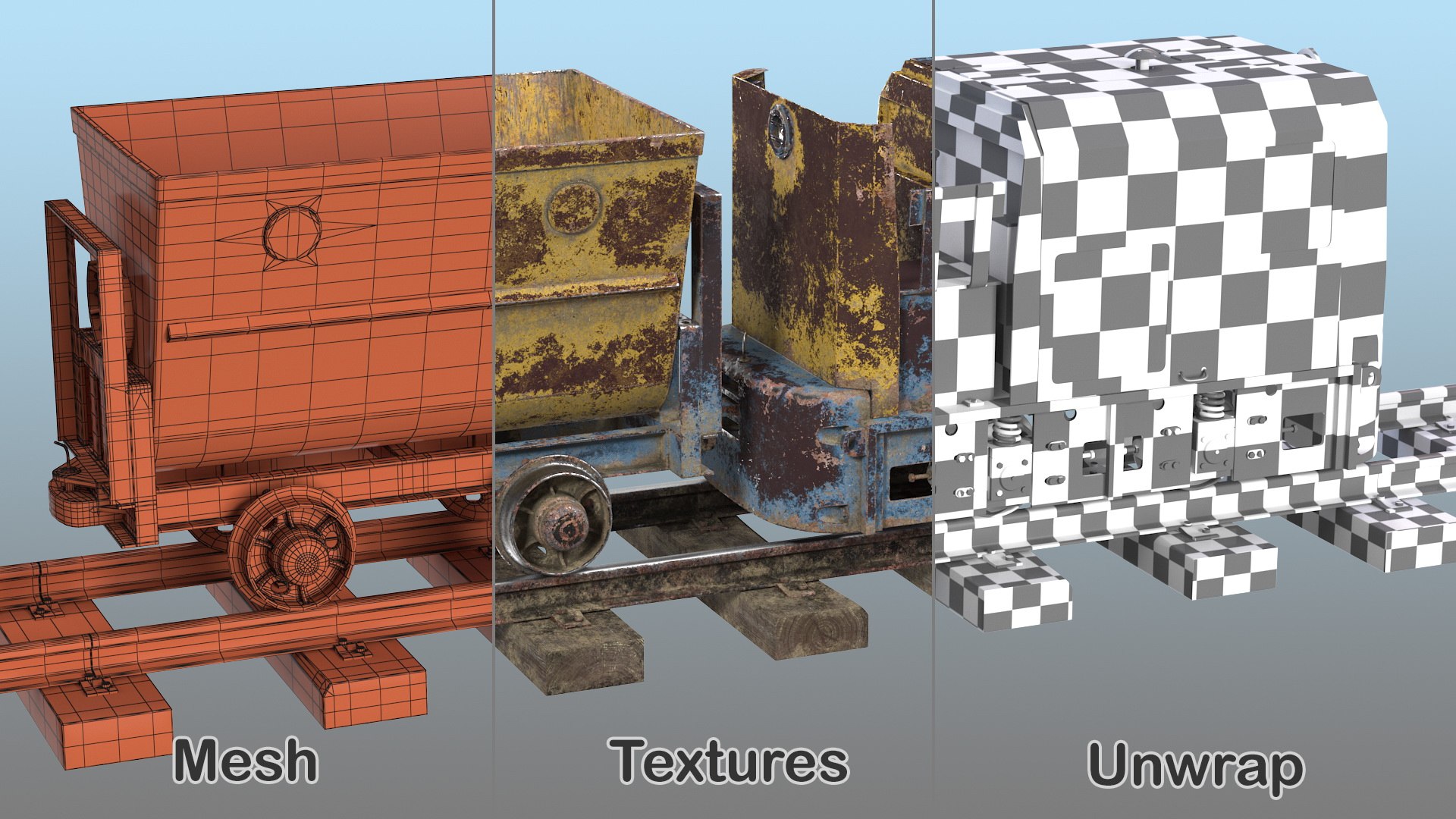 Mining locomotive minecart railway 3D model - TurboSquid 1511238