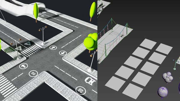Road way set 3D model - TurboSquid 1709083