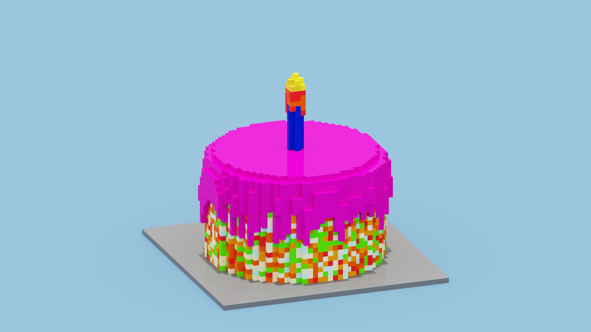Colorful Birthday Cake 3D Model - TurboSquid 1936340
