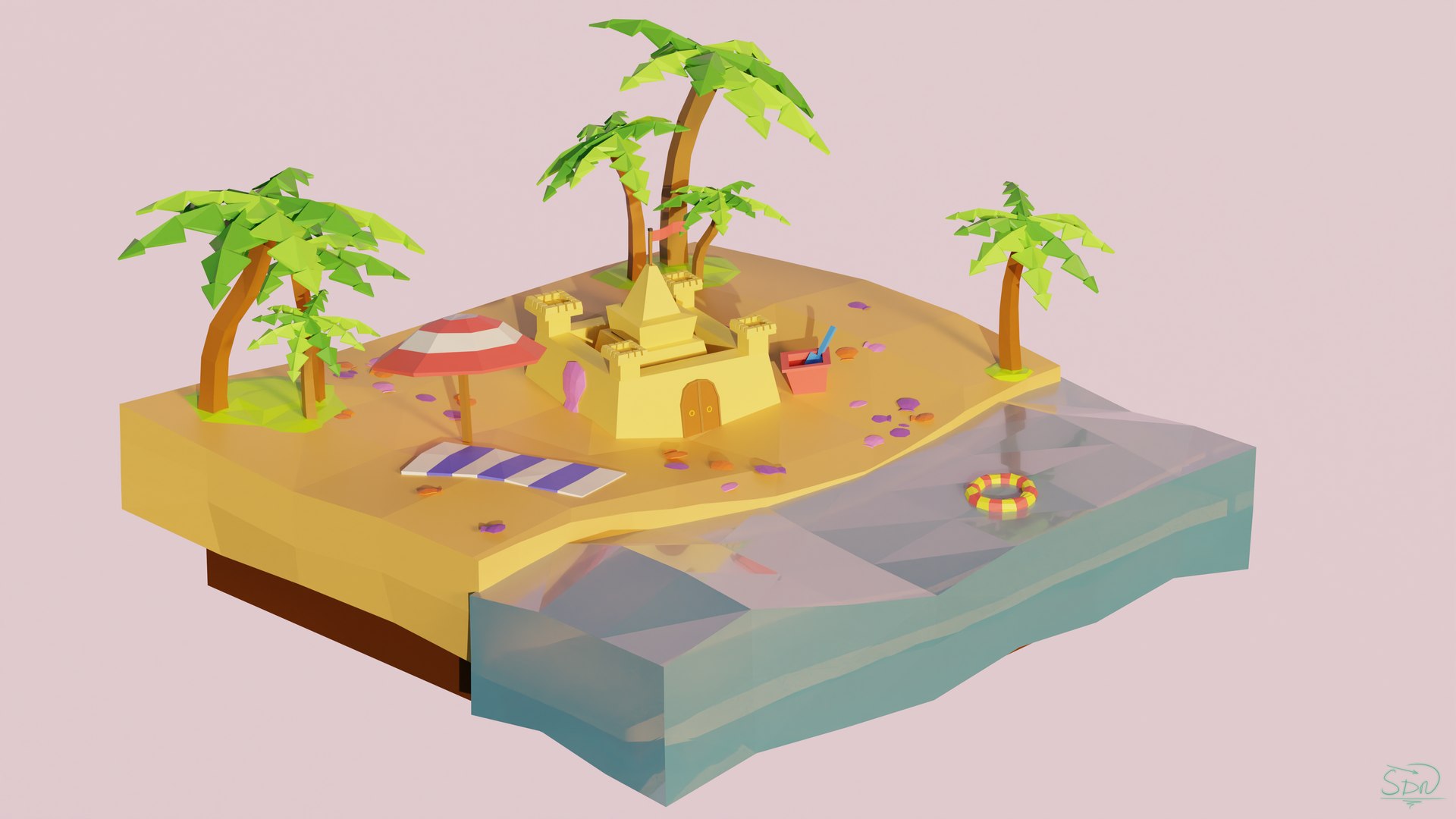 Low Poly Tiny World - Beach 3D - TurboSquid 1970197