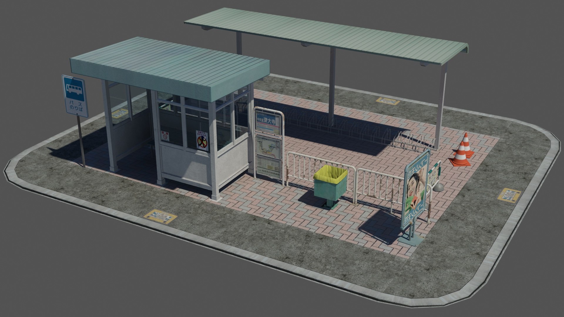Japanese bus stop 3D model - TurboSquid 1569570