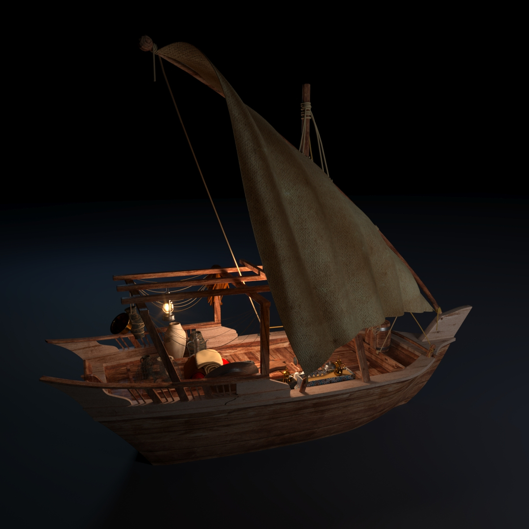 Saudi Ship - Traditional Arabian Dhow fully furnished 3D model ...