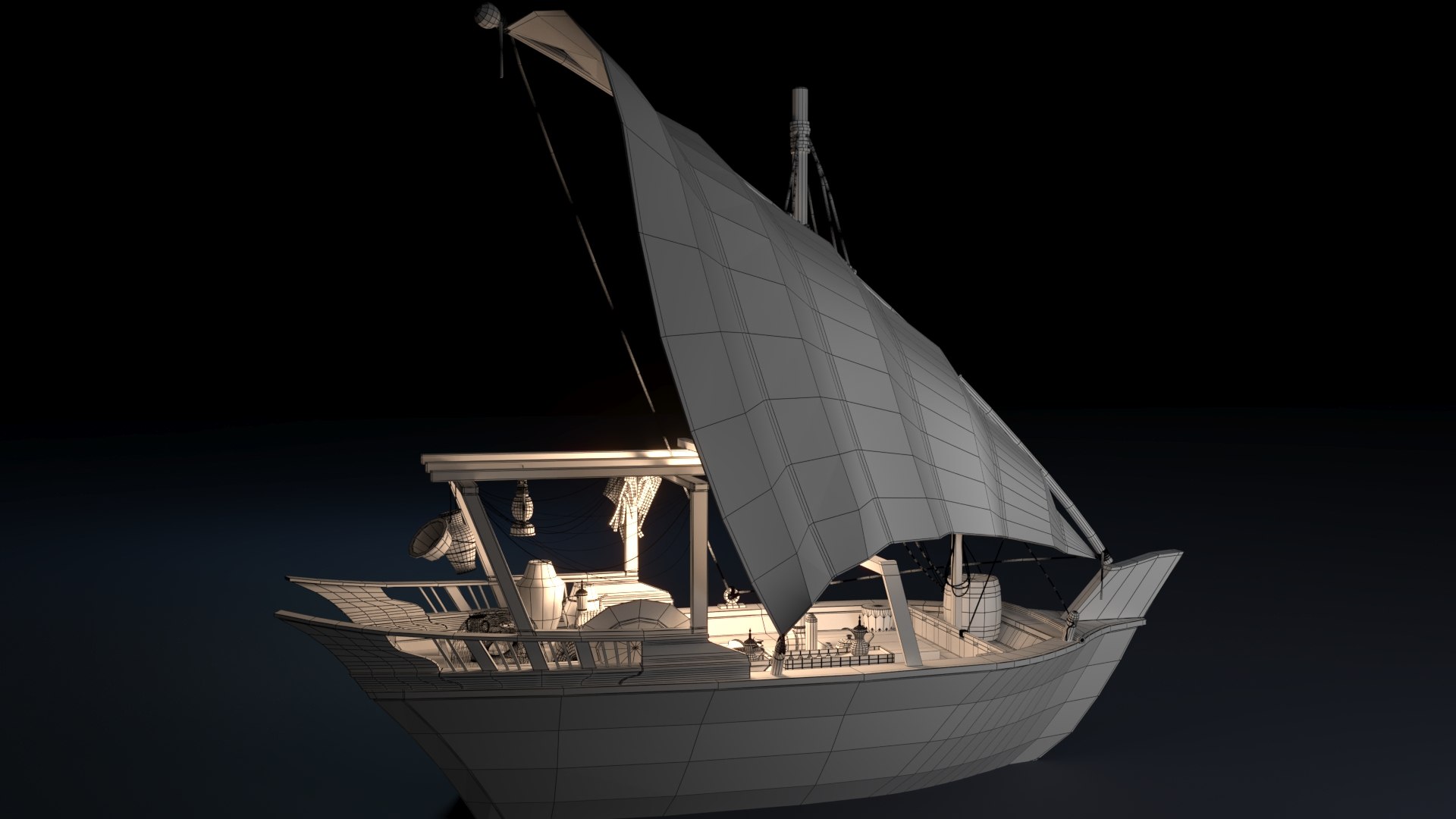 Saudi Ship - Traditional Arabian Dhow fully furnished 3D model ...