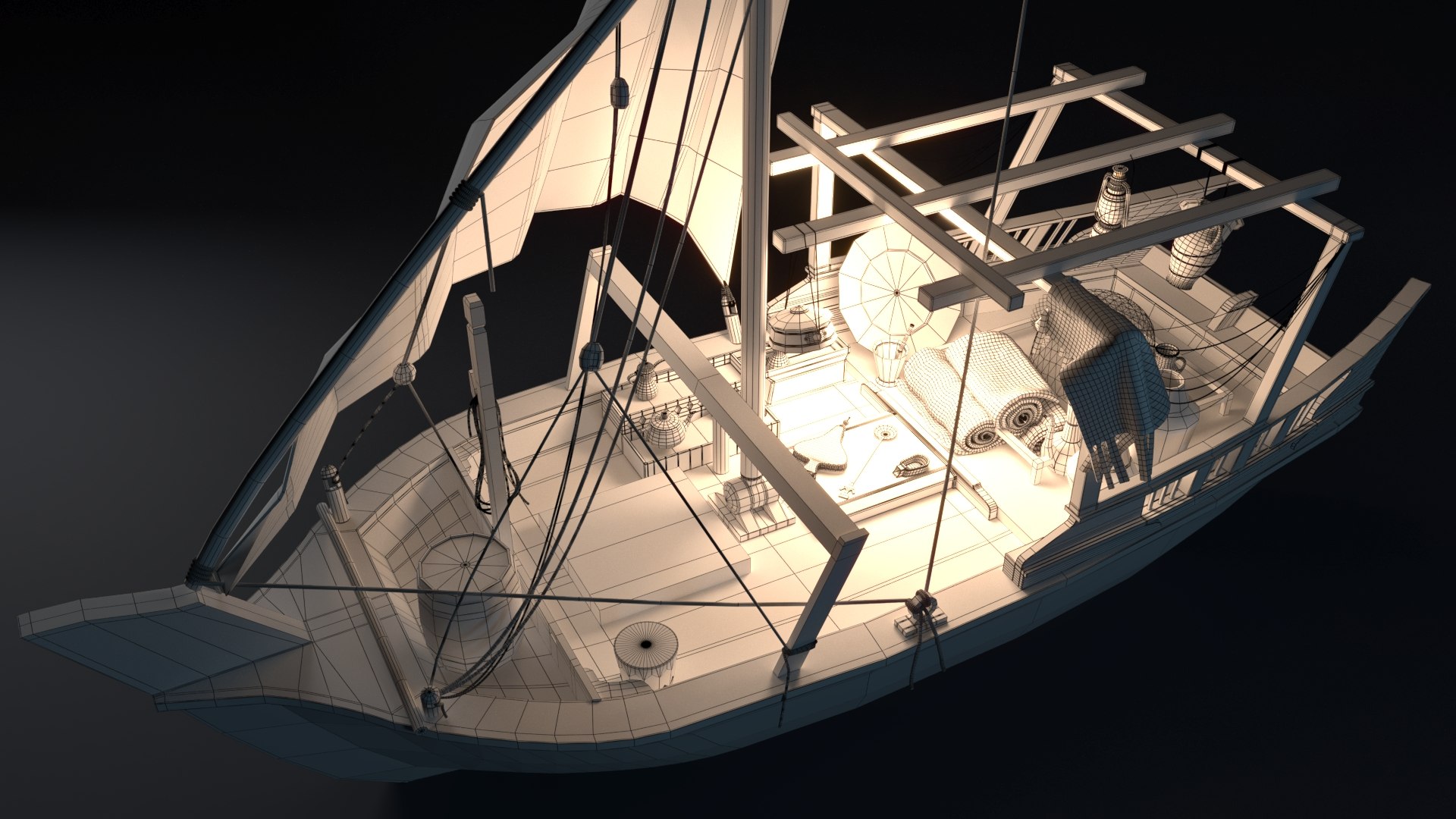 Saudi Ship - Traditional Arabian Dhow fully furnished 3D model ...