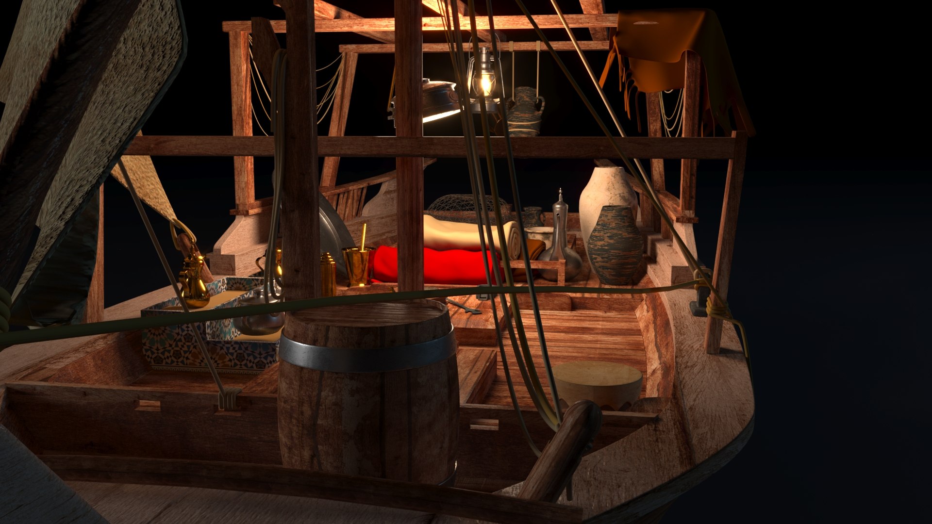 Saudi Ship - Traditional Arabian Dhow fully furnished 3D model ...