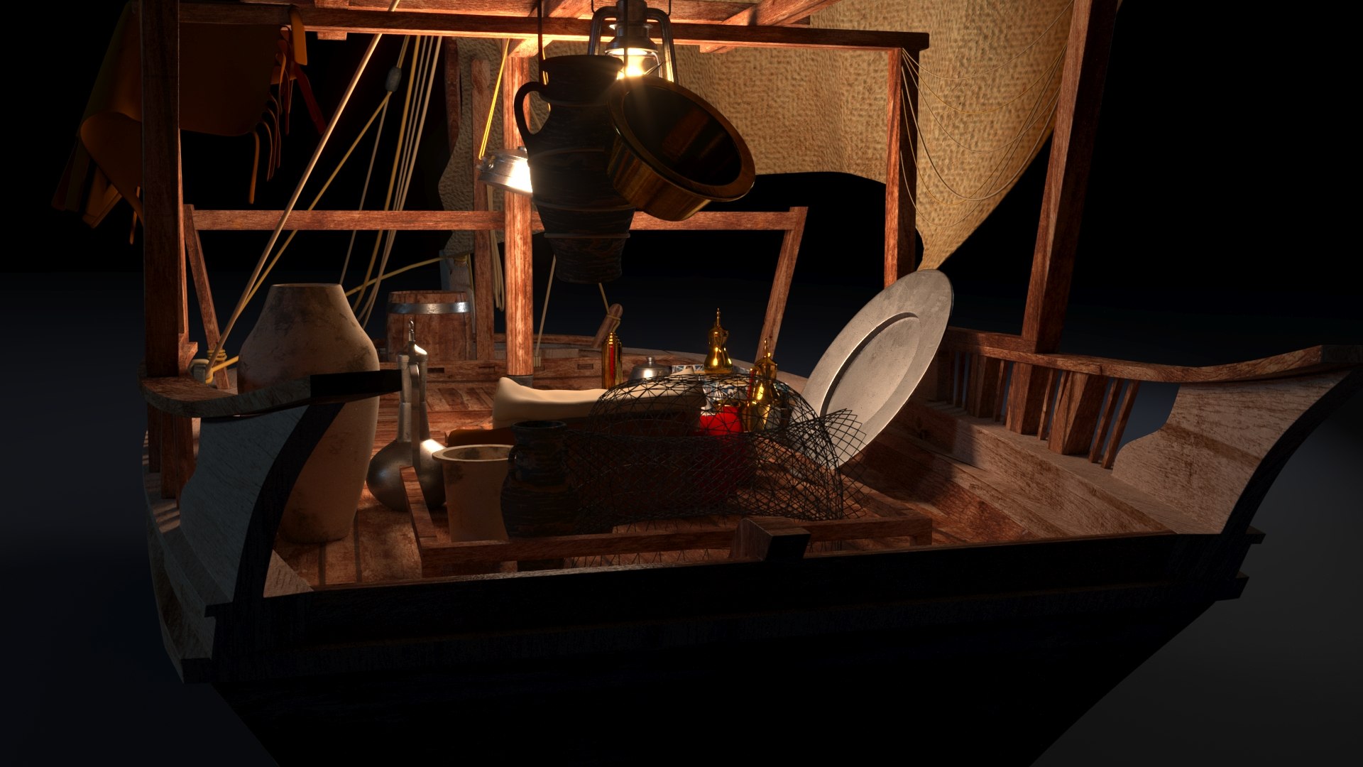 Saudi Ship - Traditional Arabian Dhow fully furnished 3D model ...