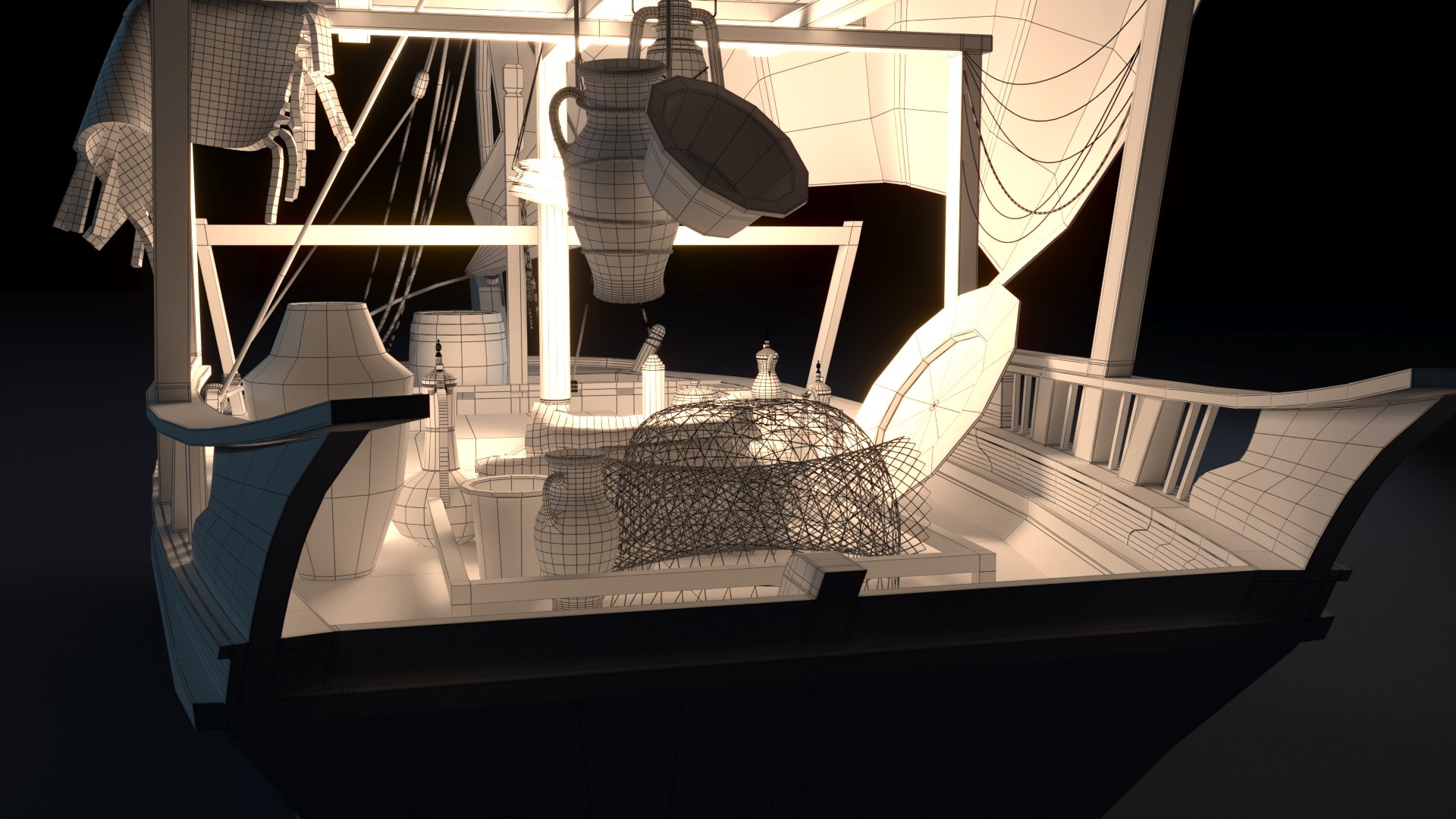 Saudi Ship - Traditional Arabian Dhow fully furnished 3D model ...