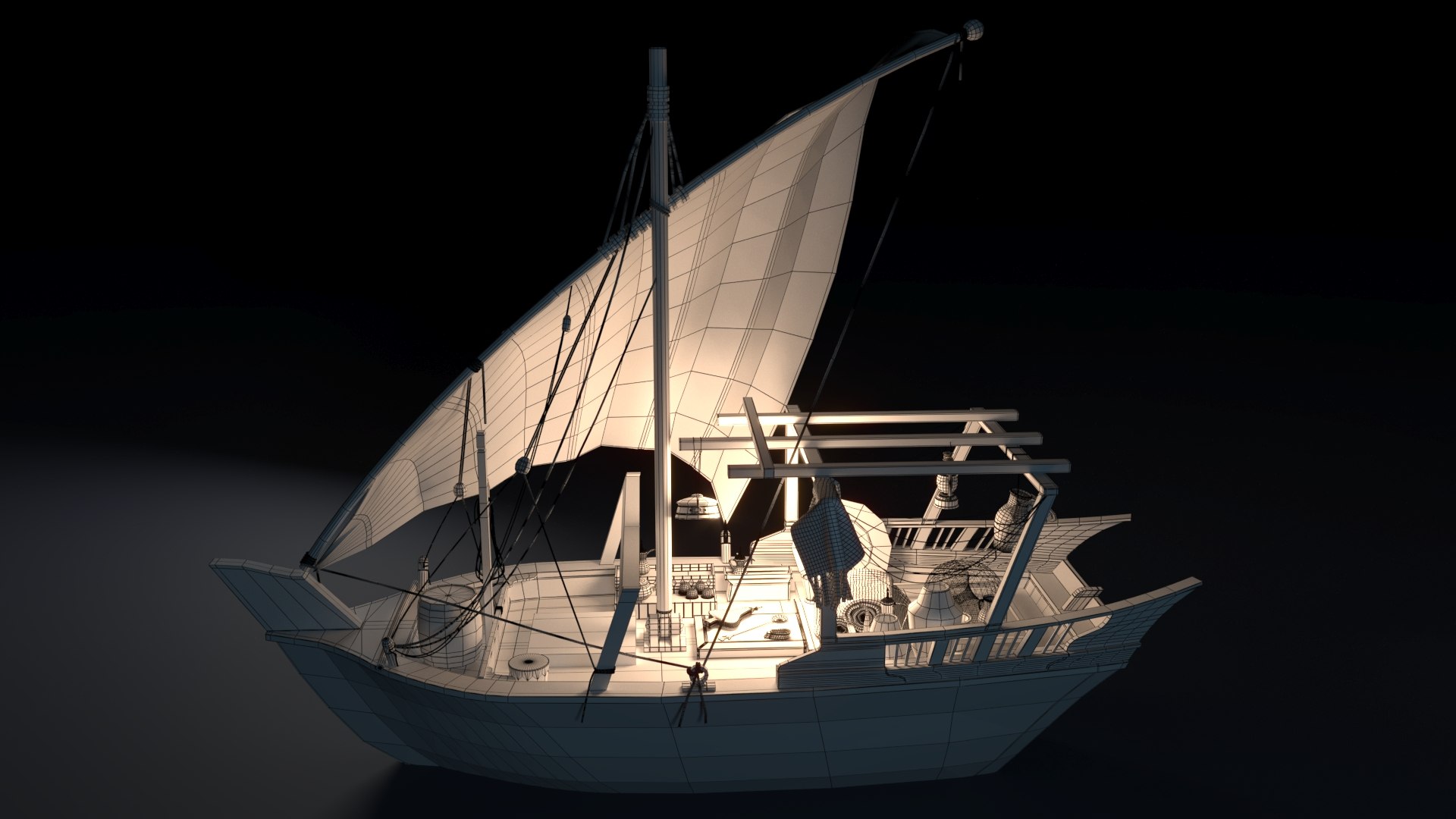 Saudi Ship - Traditional Arabian Dhow fully furnished 3D model ...