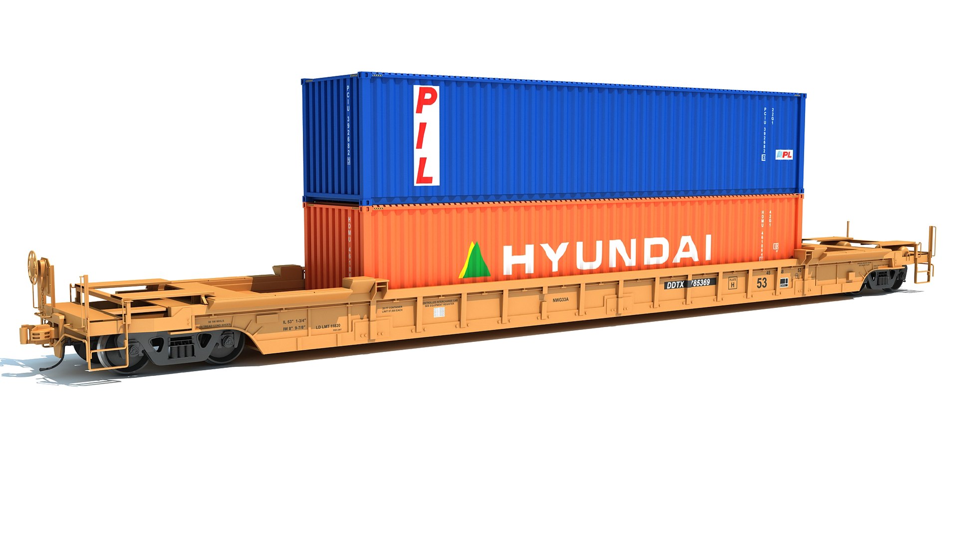 Railroad double stack car 3D model - TurboSquid 1609113