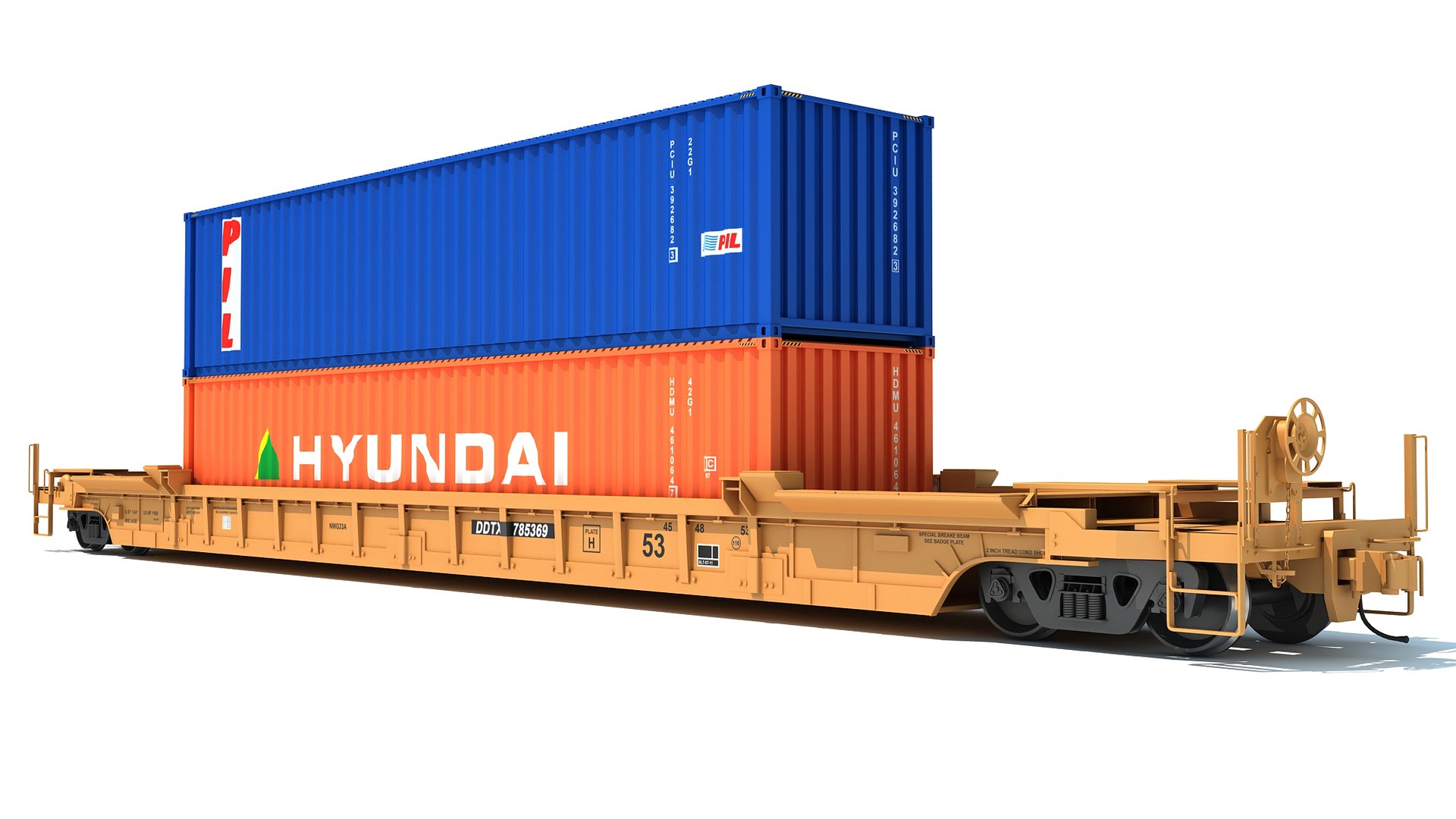 Railroad double stack car 3D model - TurboSquid 1609113
