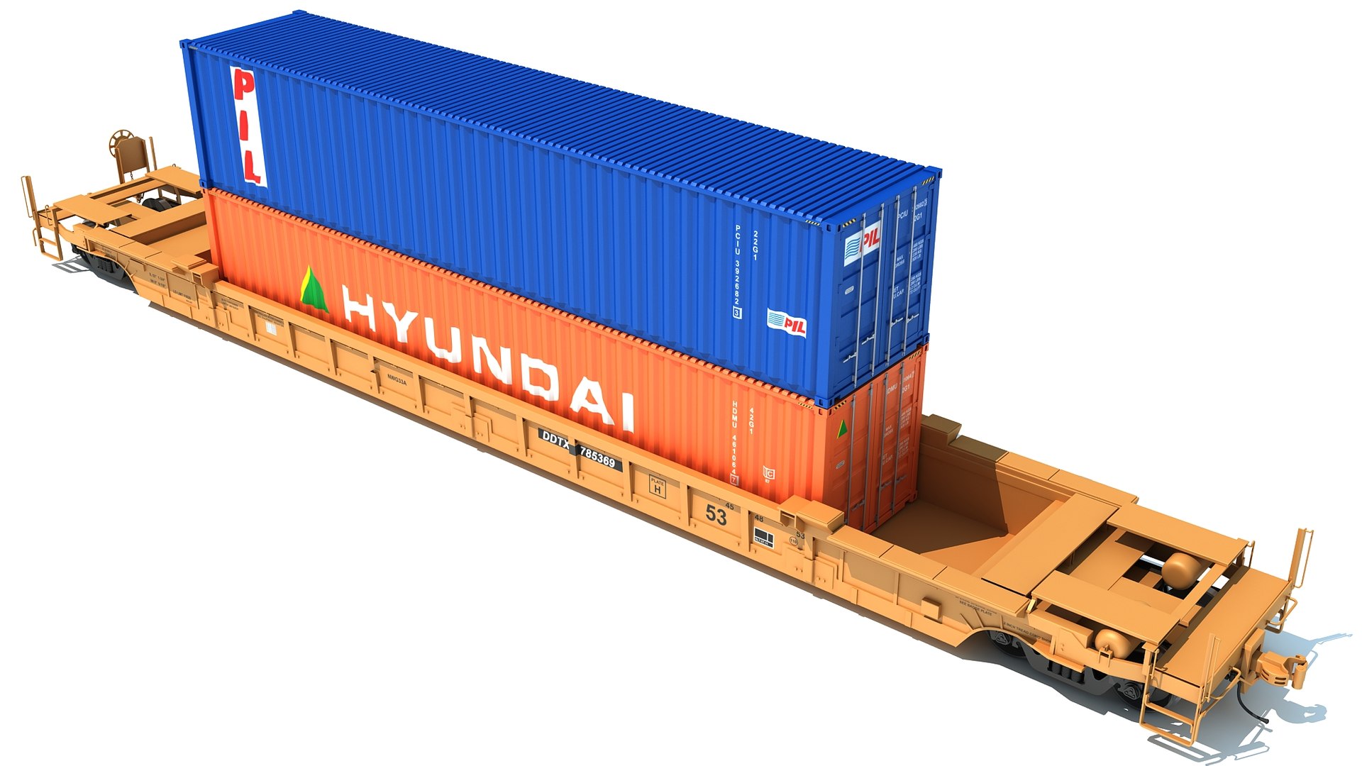 Railroad double stack car 3D model - TurboSquid 1609113