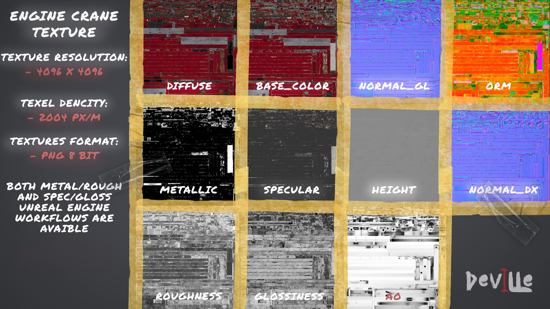 3D Game Ready Car Engine Crane - Hydraulic Hoist - Worn -3 Meshes ...