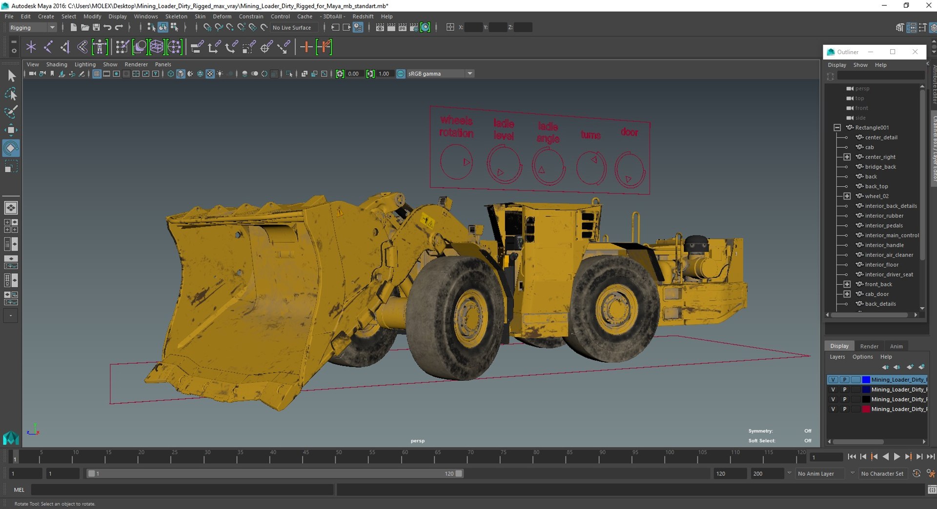 Mining Loader Dirty Rigged for Maya model - TurboSquid 2063556